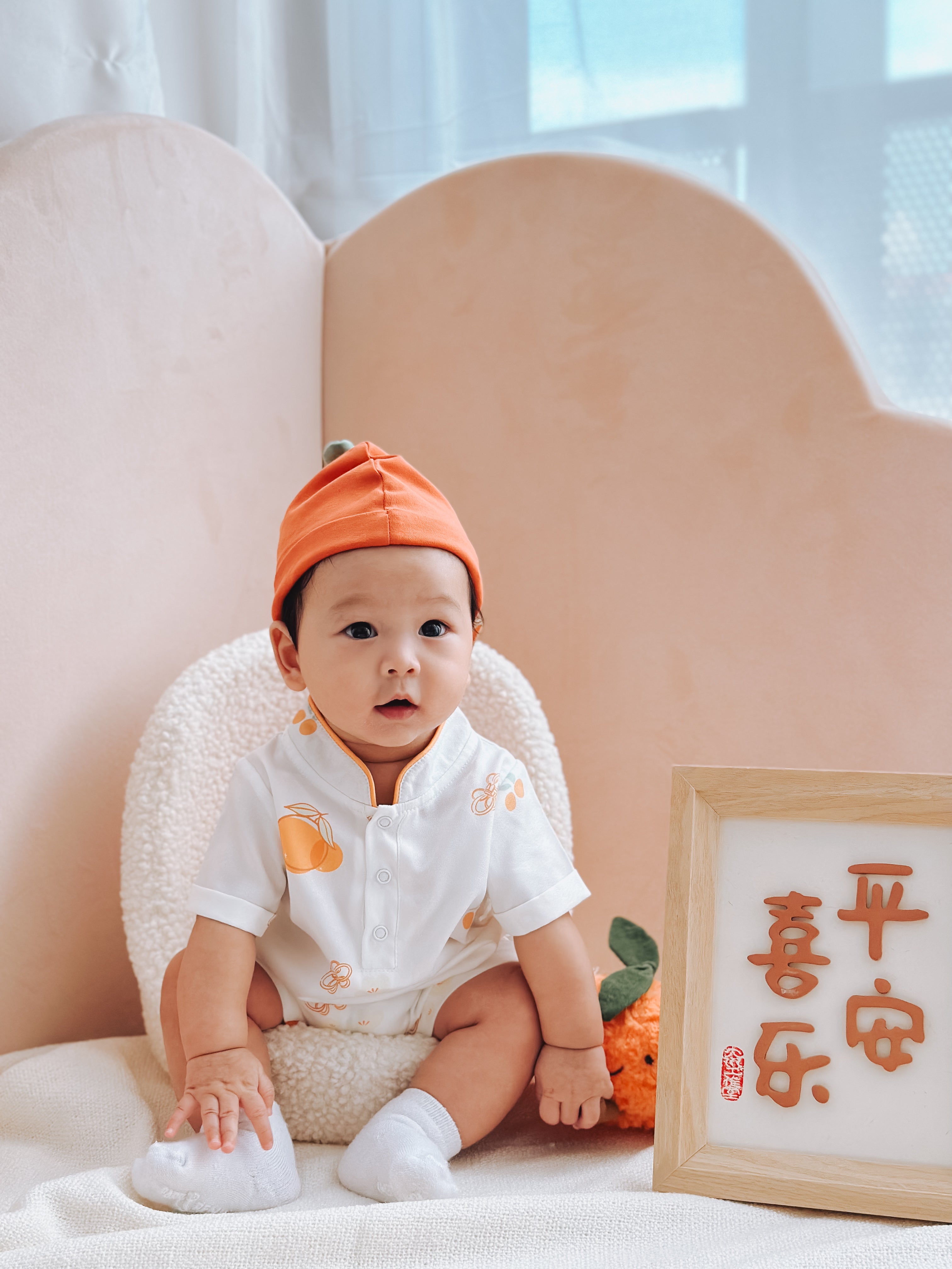Prosperity Oranges Baby Boy Mandarin Collar Shirt Romper – dressedingabe