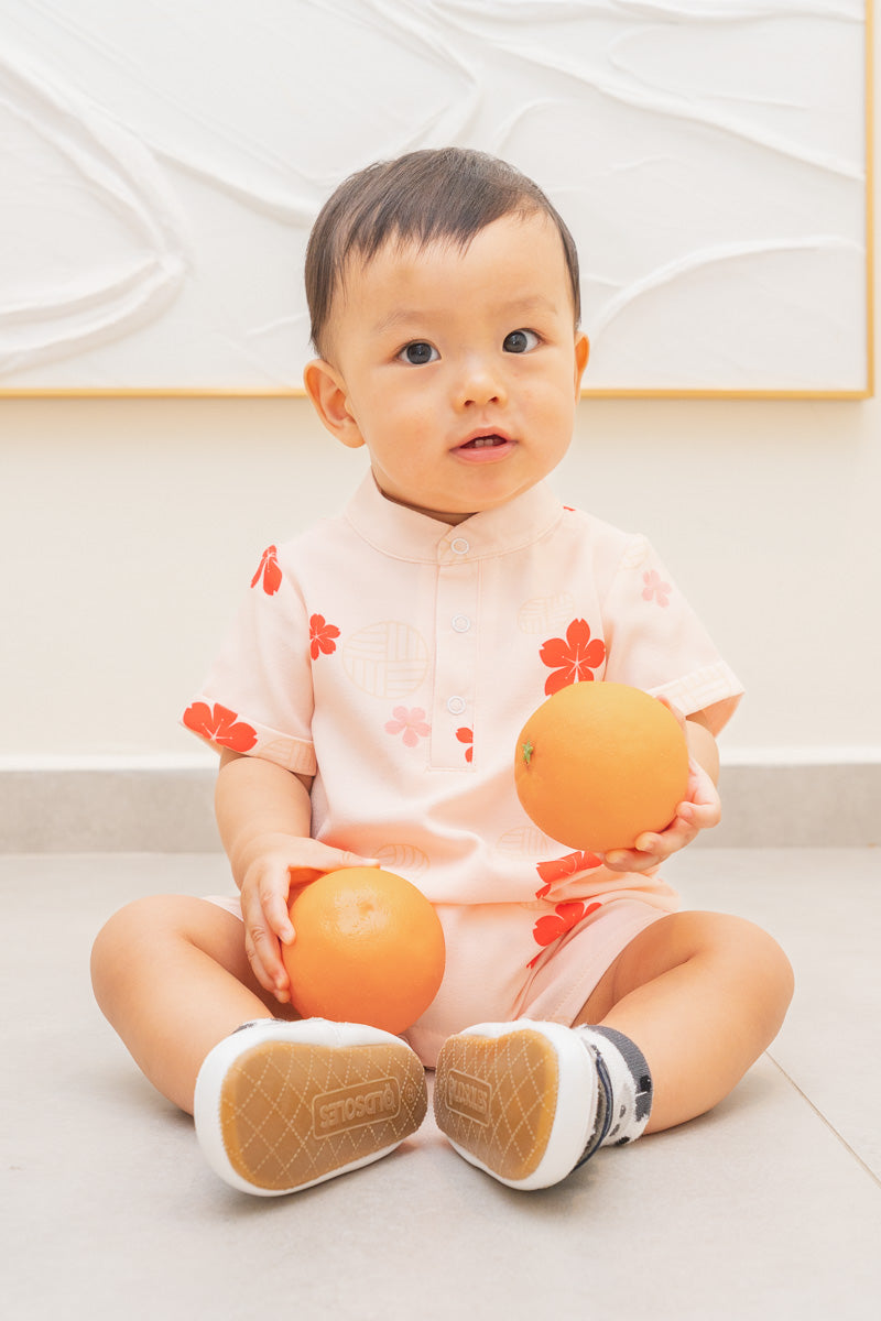 Flourish Baby Mandarin Collar Shirt Romper – dressedingabe